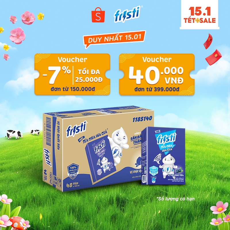 Thùng 48 Hộp Thức Uống Từ Sữa Chua Lên Men Tự Nhiên Fristi Vị Việt Quất ...