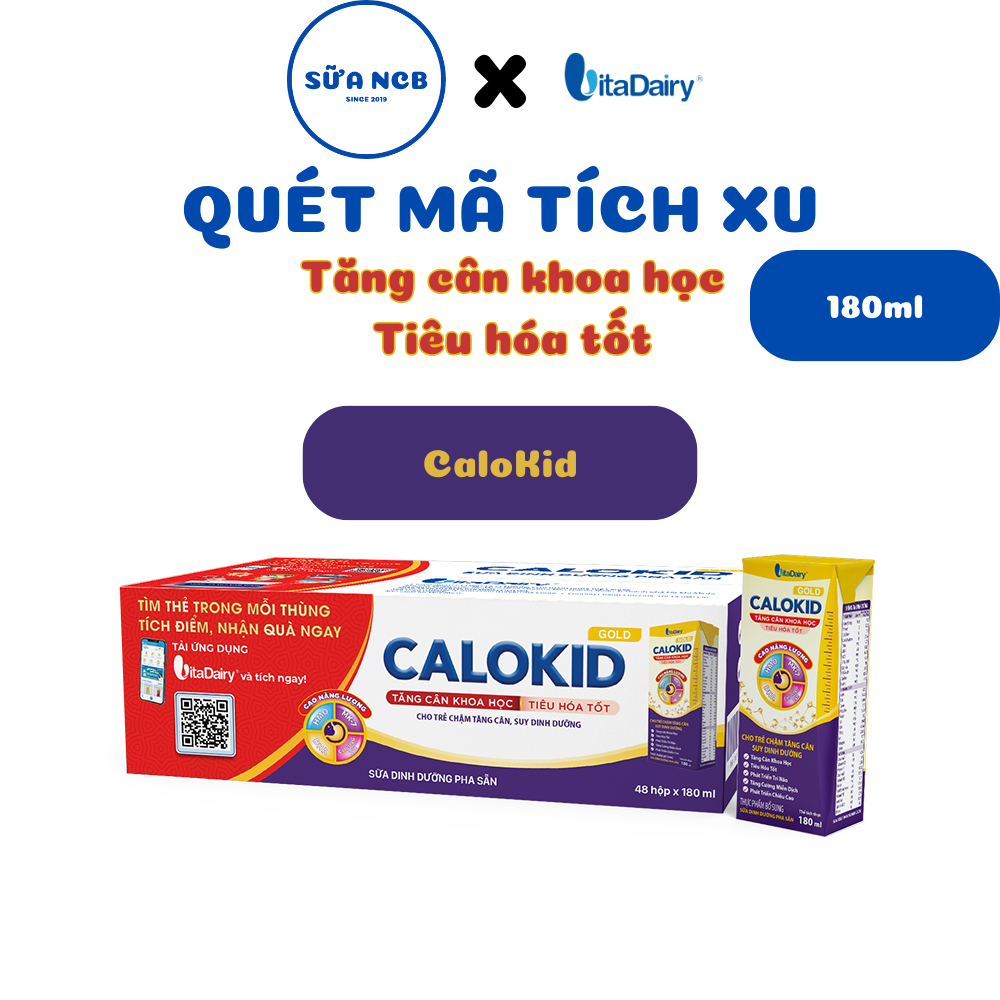 Sữa pha sẵn CaloKid Gold VitaDairy - Thùng 48 Hộp 180ml - Tăng cân khoa ...