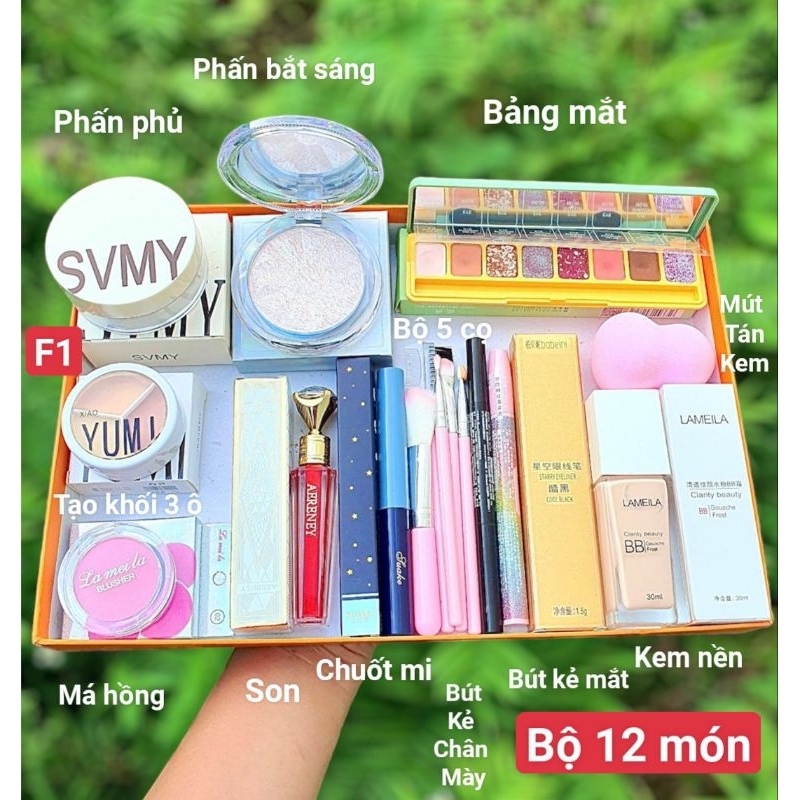[Được Kiểm Hàng] Set Trang Điểm Gồm Đầy Đủ kem nền,phấn phủ,che khuyết điểm,tạo khối,má hồng ...