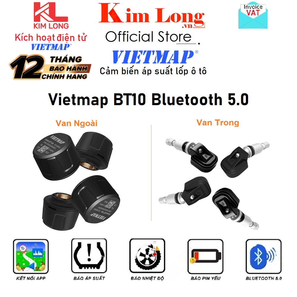 Cảm biến áp suất lốp ô tô Vietmap BT10 Kết nối Bluetooth 5.0 - Hàng chính hãng | Shopee Việt Nam