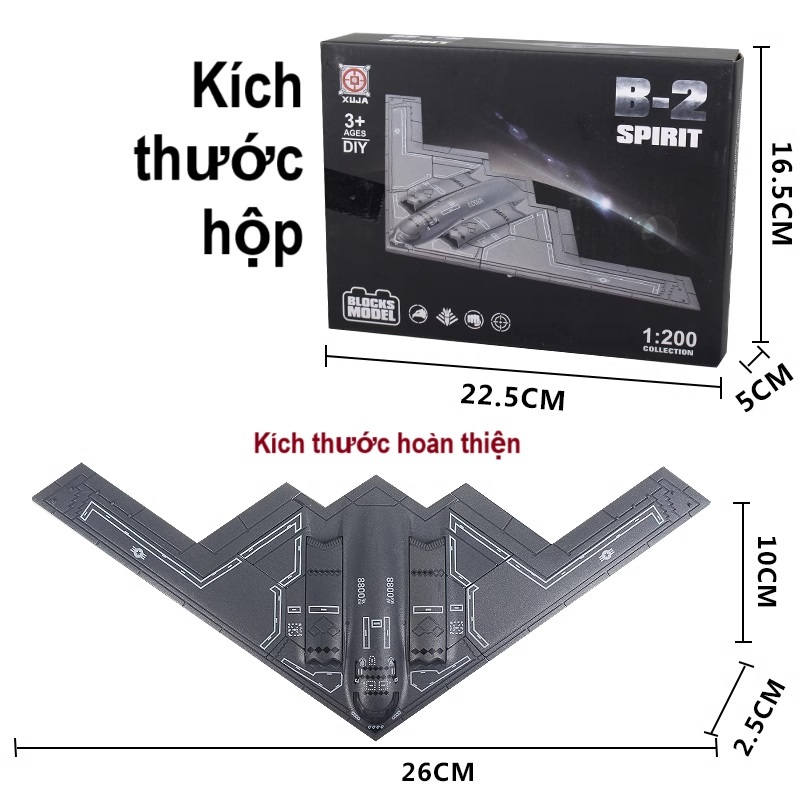 Mô hình lắp ráp MHQS tỷ lệ 1:200 Máy bay B2 Spirit (Xuja) | Shopee Việt Nam