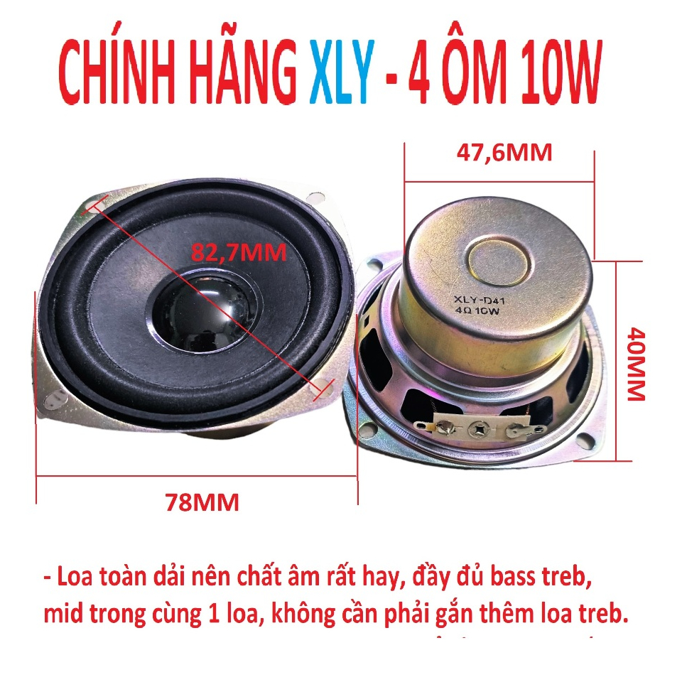 Loa toàn dải Chính hãng XLY 4ôm - 10W vành 78mm Chất âm hay, tiếng to rõ. Chế loa nghe nhạc hay ...
