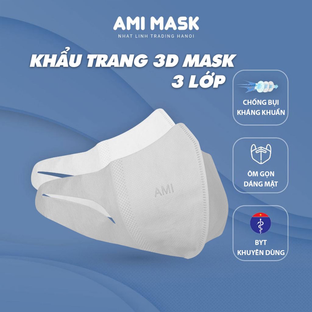 Khẩu trang 3D AMI Mask 3 lớp kiểu dáng 3D khẩu trang y tế kháng khuẩn ...