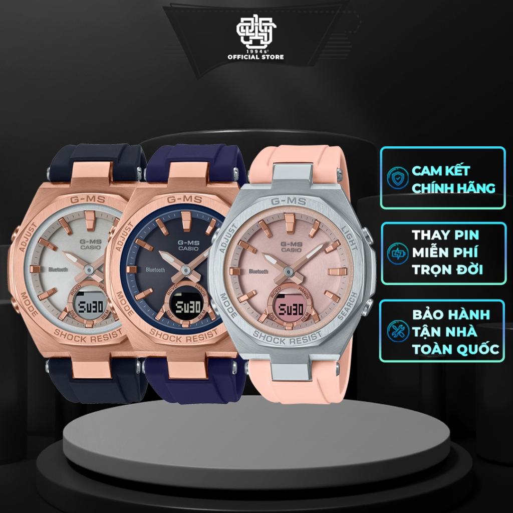 Đồng hồ nữ Casio MSG-B100G-1A / MSG-B100G-2A/ MSG-B100-4A chống va đập, Bluetooth, pin mặt trời ...