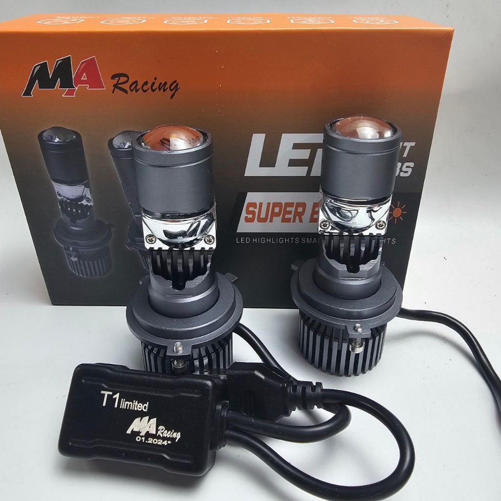 Đèn pha led bi cầu mini T1 Limited Ma Racing kính tím chân H4 LẮP ÔT ...