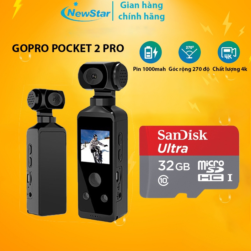 Camera Gopro Pocket 2 máy quay cầm tay 4K đa chức năng, máy ảnh mini cảm biến chất lượng cao ...