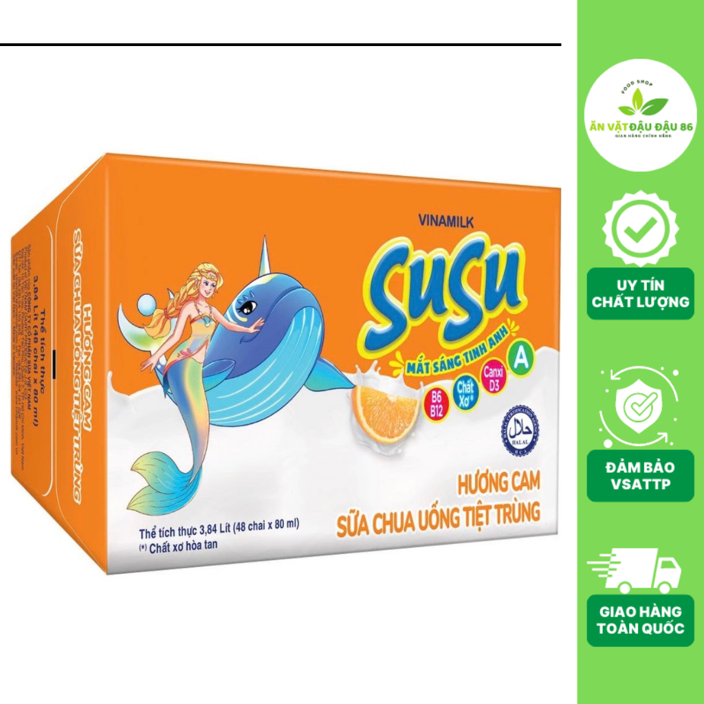 Sữa Chua Uống Tiệt Trùng Vinamilk Susu Hương Dâu,CAM Thùng 48 Lọ X 80ml ...