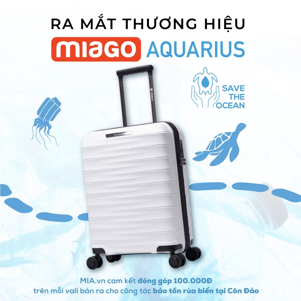 [MUA 1 TẶNG 2 QUÀ] Vali Tái Chế MIAGO AQUARIUS - Size 20/24/28 inch, Chất Liệu Tái Chế Thân ...