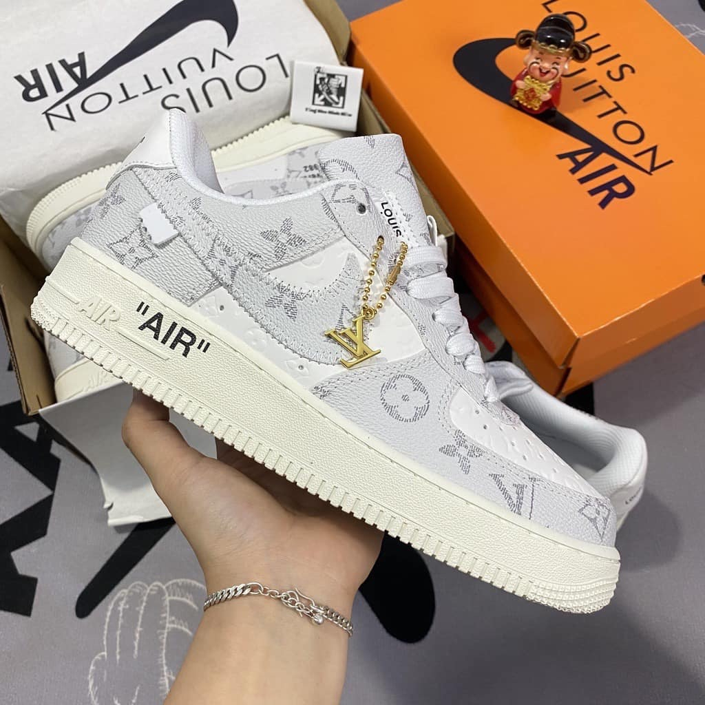 Giày Nike_ AF1 LV Xám Nam Nữ, Giày Air Force 1 Louis Vuitton Xám Bản ...