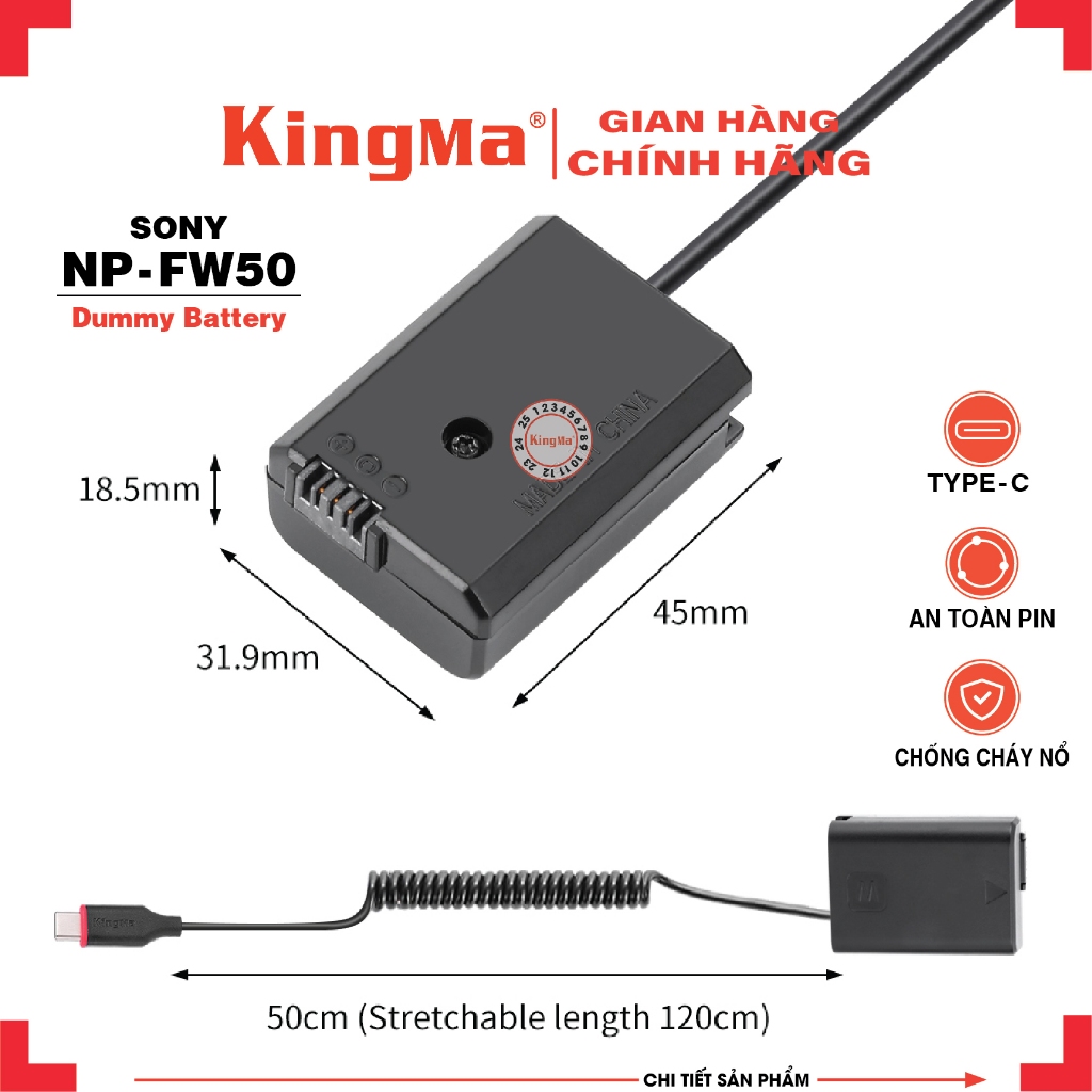 Pin Ảo/Giả Pin/Dummy Pin NP-FW50 Chính Hãng KINGMA. For SONY NP-FW50 ...