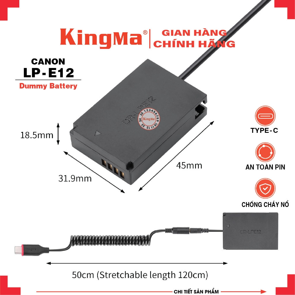 Pin Ảo/ Giả Pin/ Dummy Pin LP-E12 Chính Hãng KINGMA. For CANON LP-E12 ( Bảo Hành 12 Tháng ...