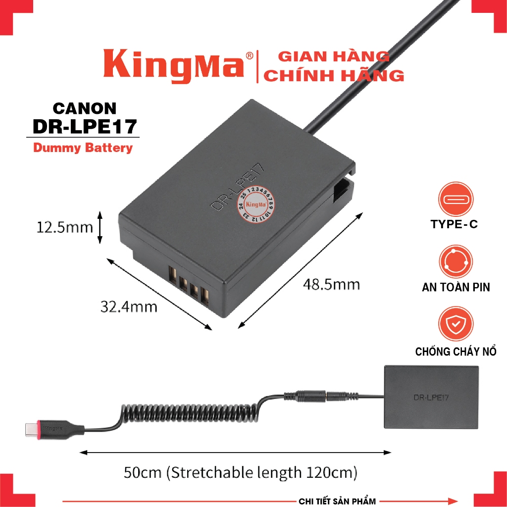 Pin Ảo/Giả Pin/Dummy Pin LP-E17 Chính Hãng KINGMA. For CANON LP-E17 ...