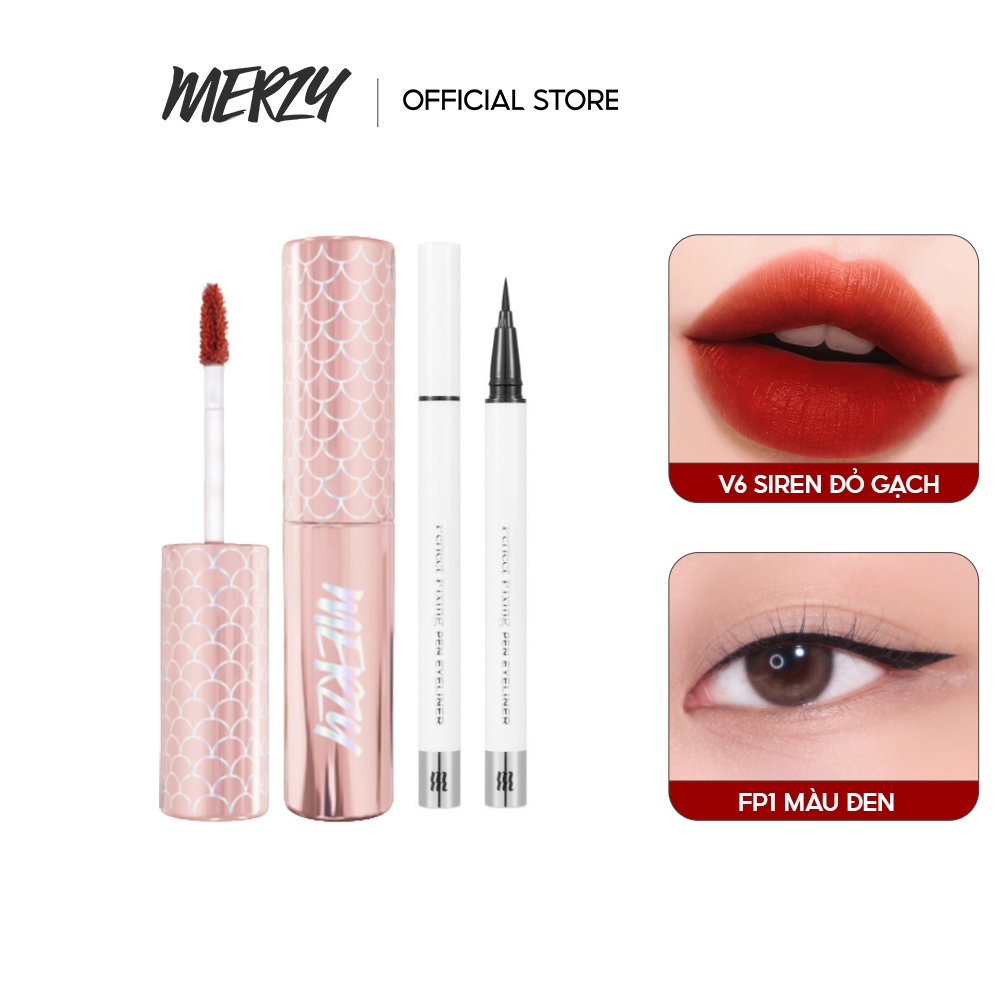 Combo Son Kem Lì Merzy Velvet Tint #V06 Siren 4g + Bút Kẻ Mắt Perfect ...