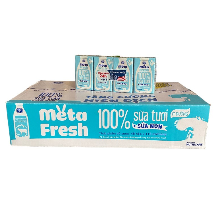 Thùng 48 hộp sữa tươi Meta fresh ít đường. | Shopee Việt Nam