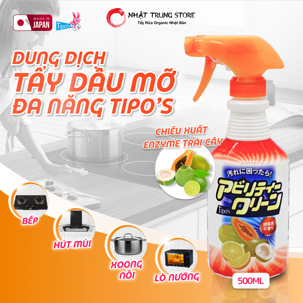 Dung dịch tẩy rửa dầu mỡ đa năng TIPO'S Tẩy sạch mọi vết bẩn cứng đầu ...