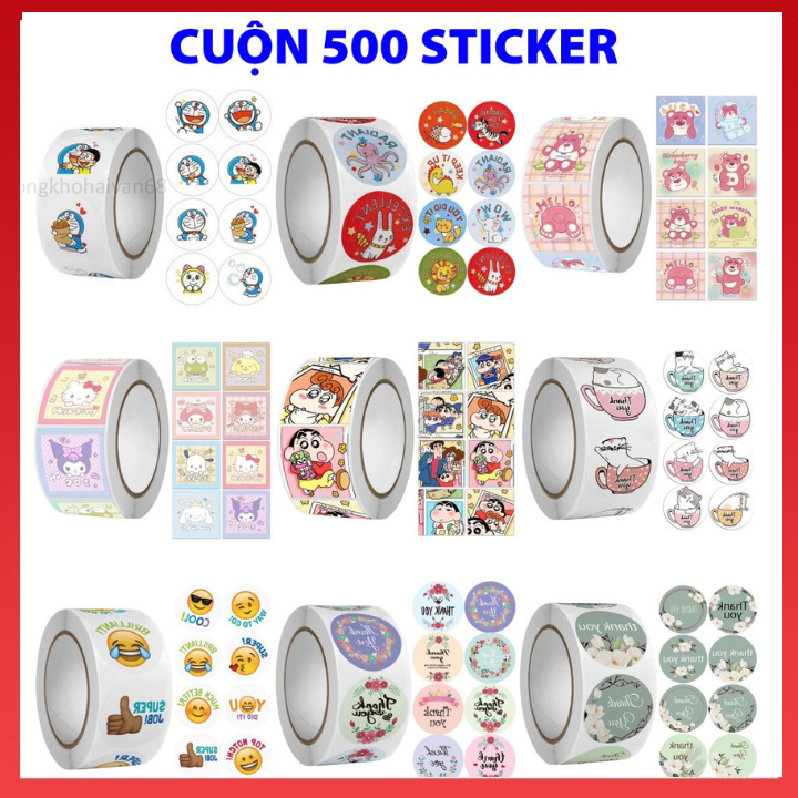 Cuộn 500 sticker khen thưởng hoạt hình đáng yêu ,Cuộn sticker khen ...