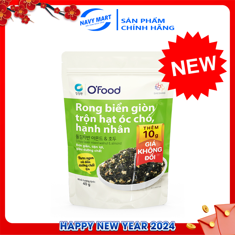 Rong biển giòn O'food trộn hạt óc chó hạnh nhân túi 40g chính hãng Daesang | Shopee Việt Nam