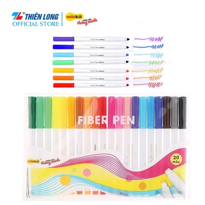 bút lông màu fiber pen colokit thiên long-bộ 12 màu chuyên viết nét ...
