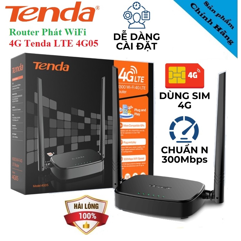 Bộ phát WiFi Router 4G Tenda 4G05 N300 Dùng Sim 4G LTE 300Mbps -Có 2 ...