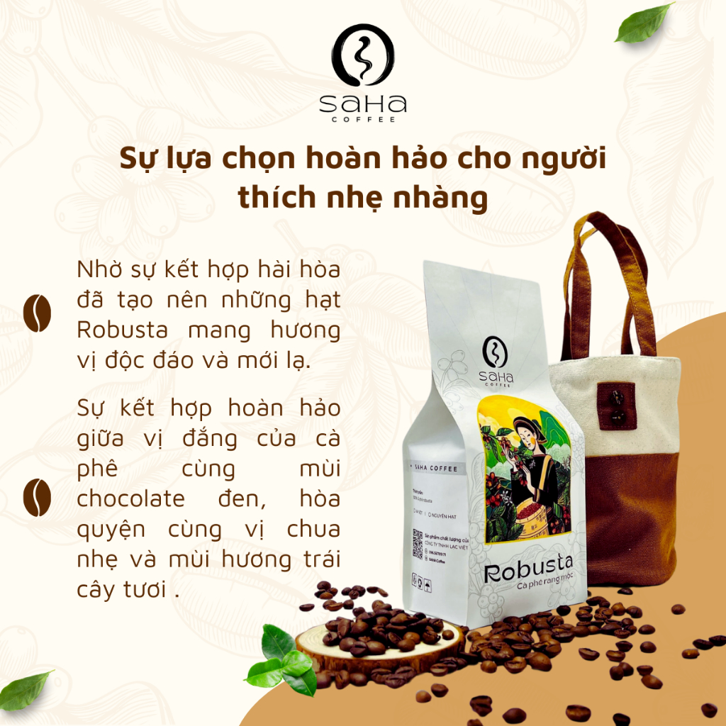 Cà Phê Robusta SAHA Coffee Rang Xay Nguyên Chất Vị Cà Phê Đậm Đặc Thích ...