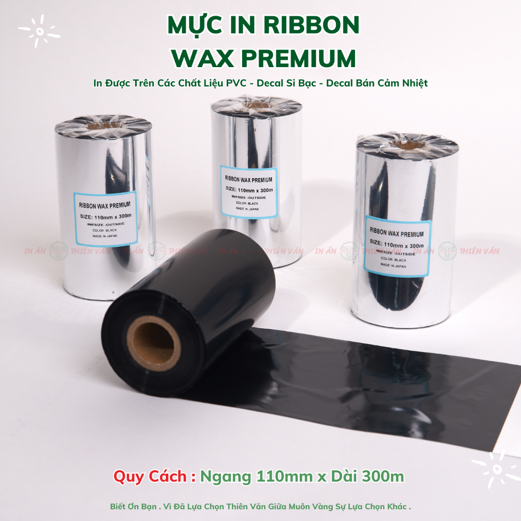 Mực In Tem Nhãn Mã Vạch - ( 110mm x 300M ) - Ribbon - Wax premium ...