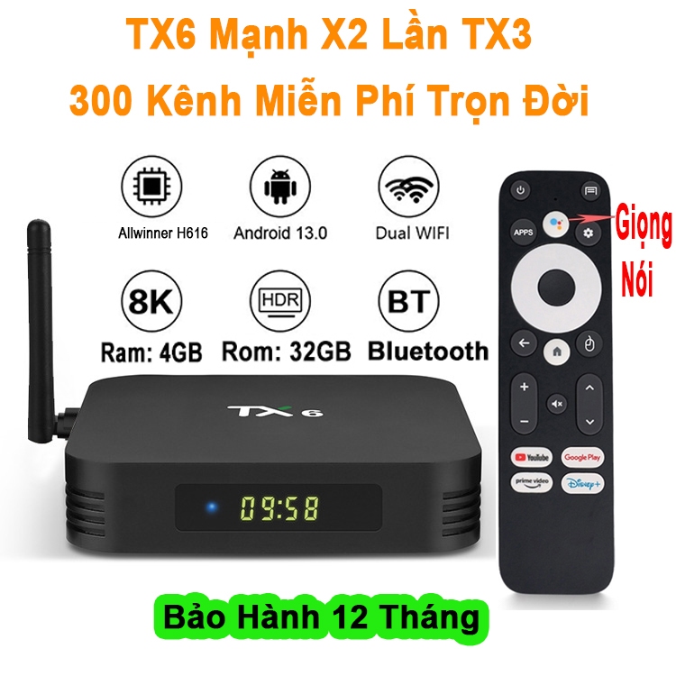 Android Tv Box TX6 Ram 4GB-32GB Giọng Nói, Mạnh X2 TX3 Mini Sẵn 300 ...
