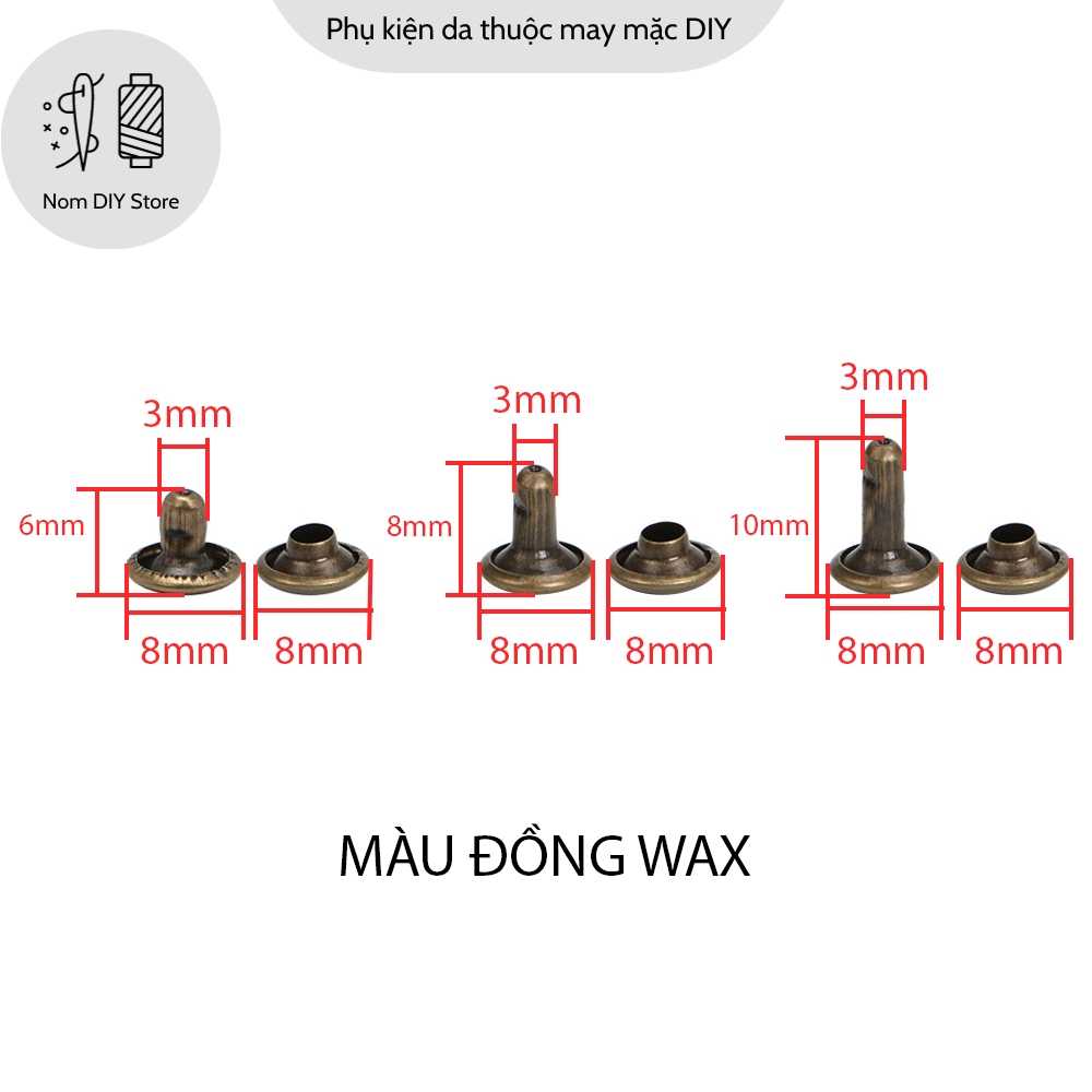 Set 10 Đinh Tán Rivet Tròn 2 Mặt 8mm Chất Đồng Thau Phụ Liệu Đồ Da Giỏ ...