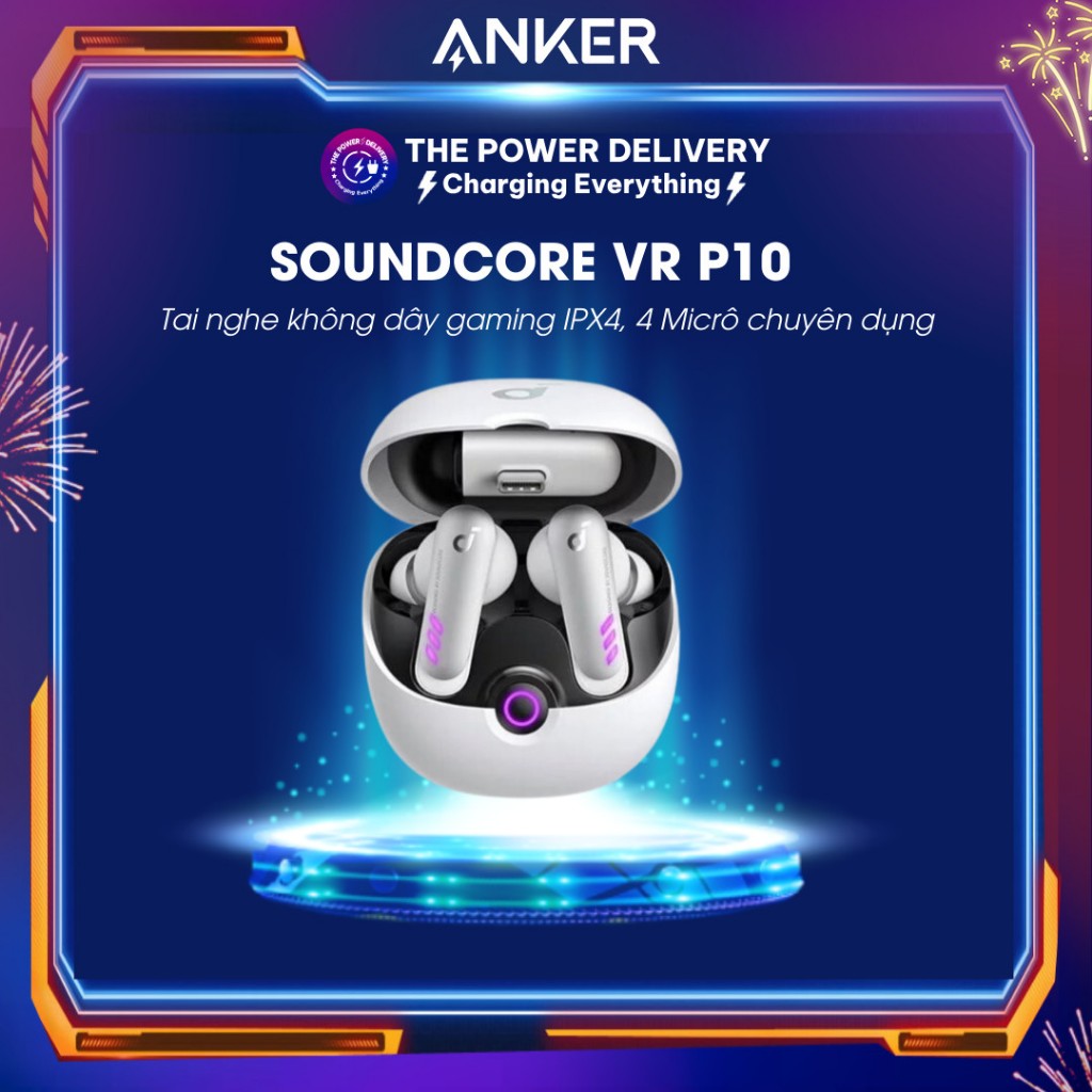 Tai nghe không dây gaming Anker Soundcore VR P10 A3850, công nghệ BassUp, IPX4, 4 Micrô chuyên ...