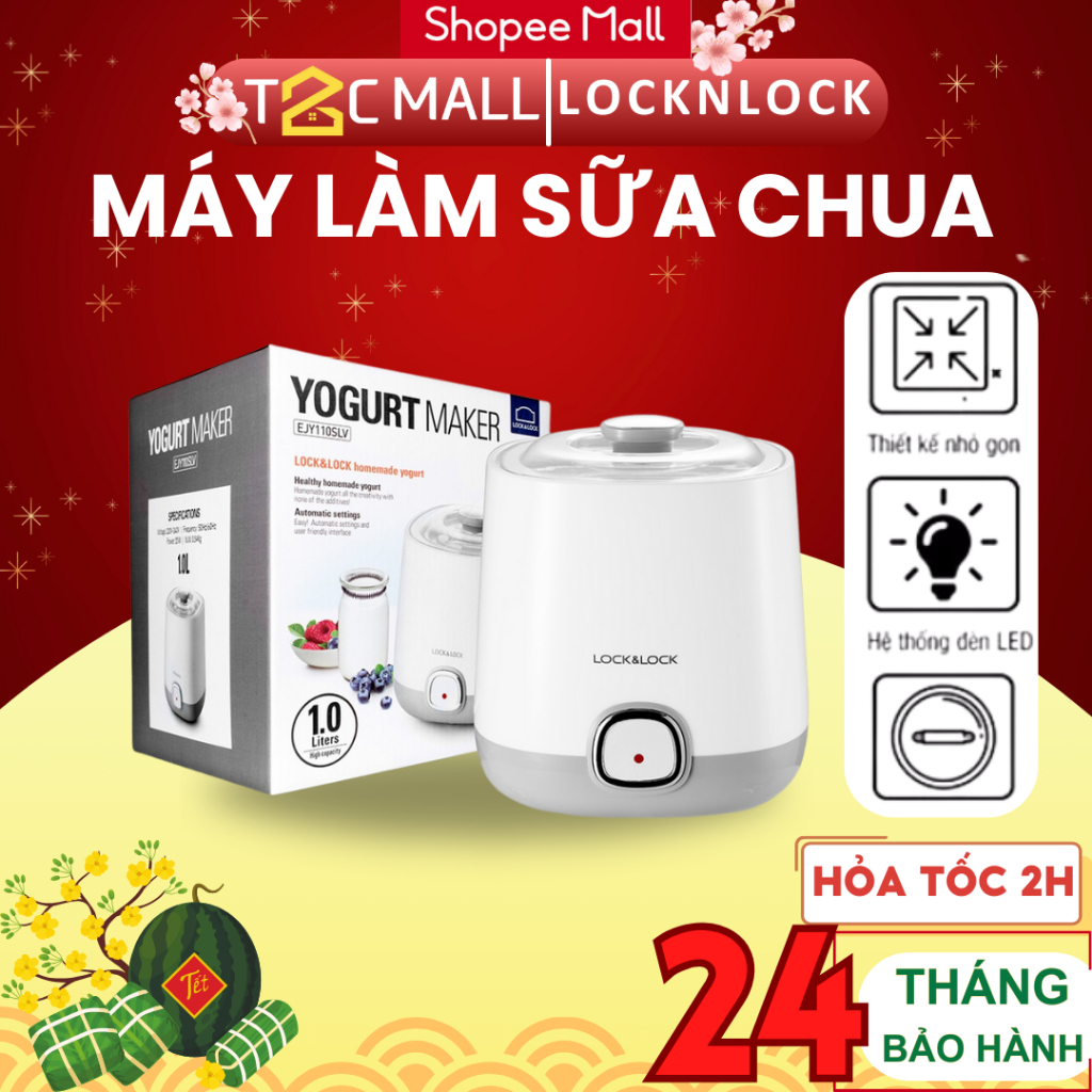 Máy Làm Sữa Chua LocknLock 1L Nắp Nhựa Trong Suốt Lên Men Tự Động Lock ...