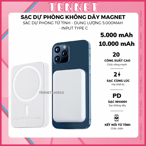 Pin Sạc Dự Phòng Không Dây Từ Tính Dung Lượng 5.000 mAh Dành Cho 12 / ...