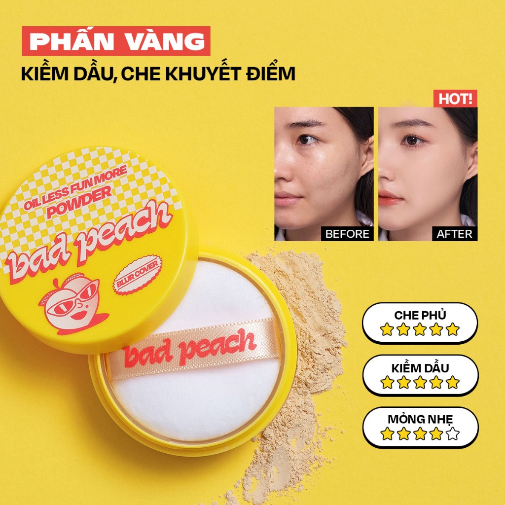 Phấn Phủ Kiềm Dầu BAD PEACH Giữ Lớp Nền Căng Bóng Chống Nắng Kháng Nước ...