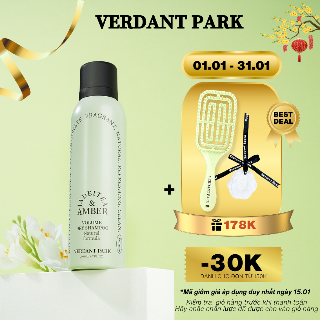 Xịt khô phồng tóc VERDANT PARK dầu gội khô kiềm dầu lâu bết mùi trà ...
