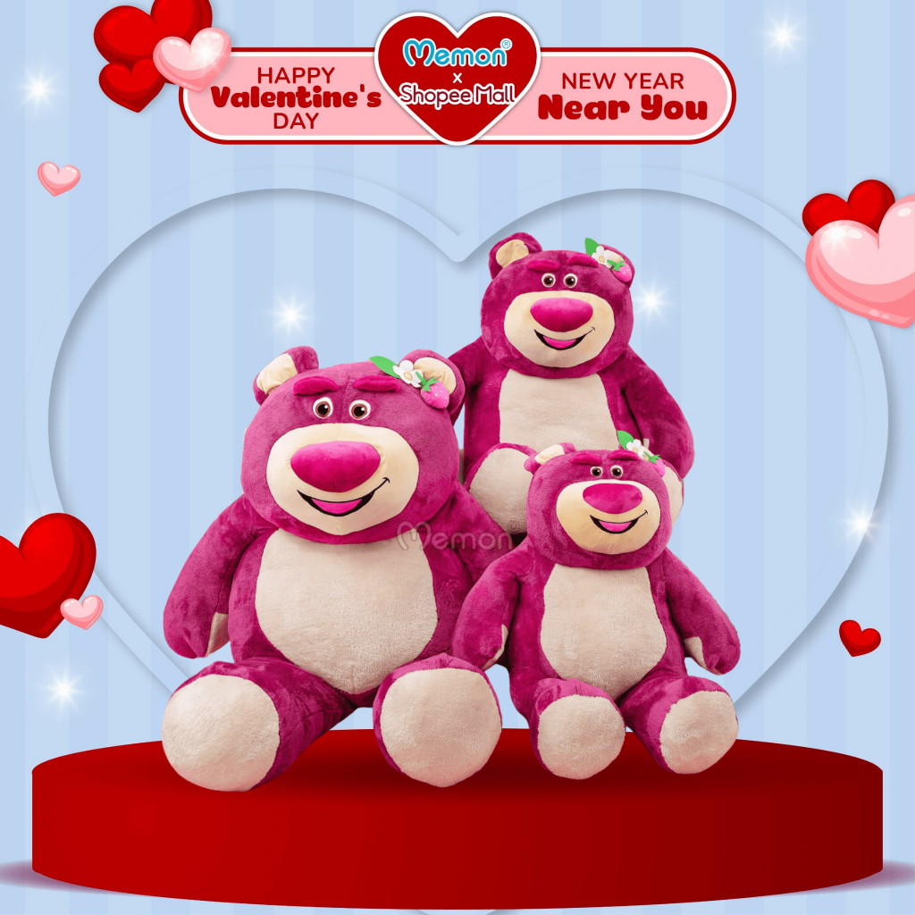Gấu Bông Big Lotso Tai Dâu Đứng Khổng Lồ Hồng Đậm Cao Cấp Memon ...