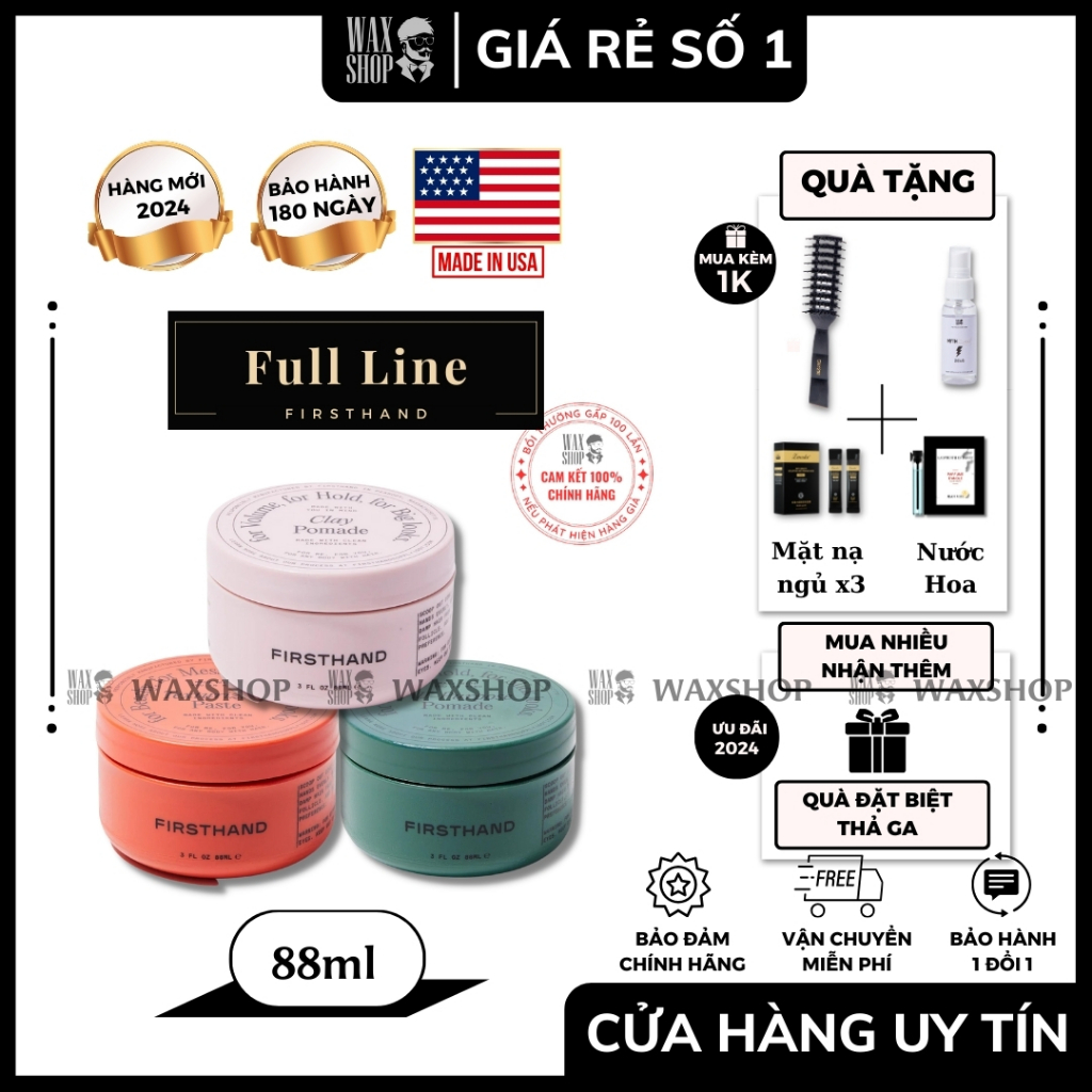 Sáp vuốt tóc nam Firsthand Supply Clay Pomade, Texturizing Paste, All ...
