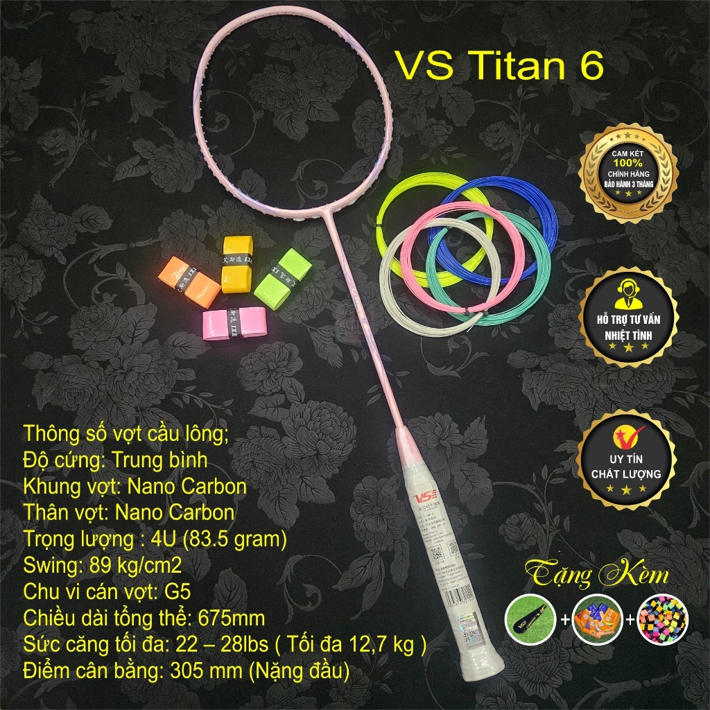 Vợt cầu lông VS Titan 5, Titan 6, Titan 7, Titan 8, Titan 9 căng sẵn ...