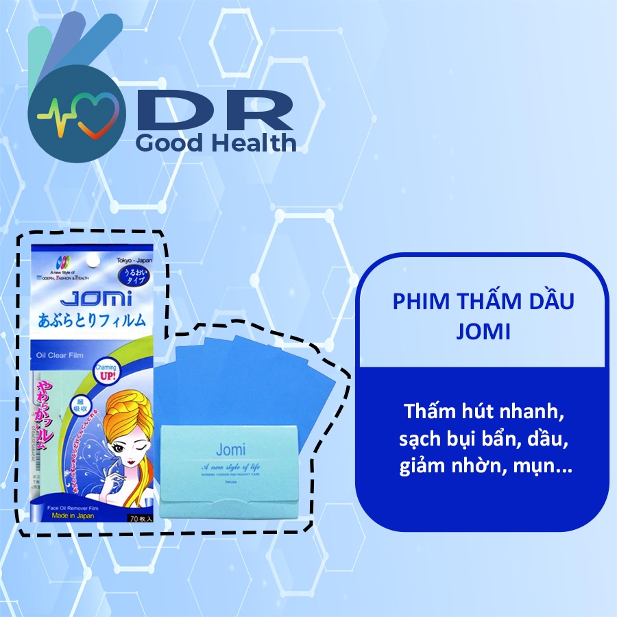Phim thấm dầu Jomi (Nhật Bản) làm sạch da nhờn, dầu, bụi bẩn, bảo vệ trang điểm - Gói 70 miếng ...