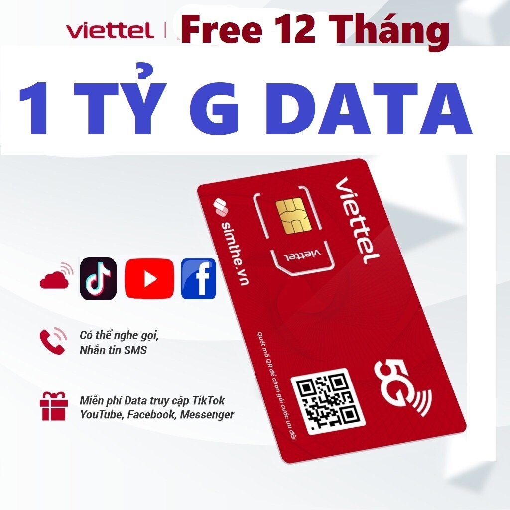[ 1 TỶ GB ] SIM 4G VIETTEL GÓI 12ST60N 12MXH100 12V90B 12SD125 TẶNG DATA TỐC ĐỘ CAO FREE TRỌN ...