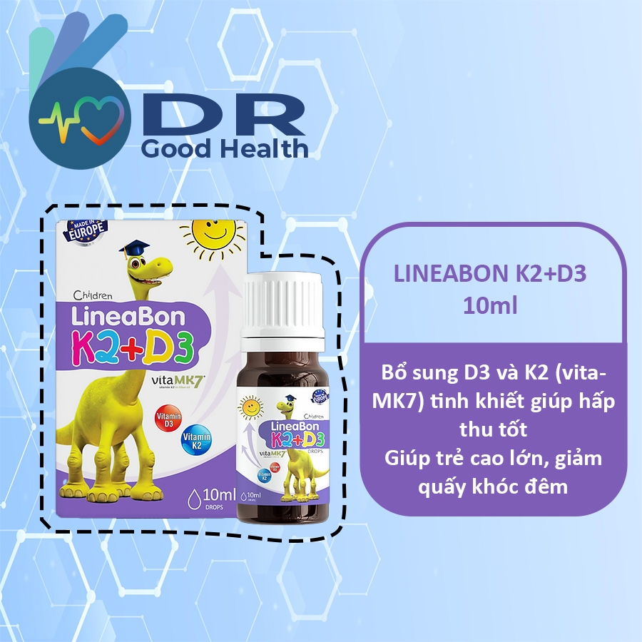 Lineabon K2 D3 10ml dạng nhỏ giọt bổ sung vitamin D3, K2 tinh khiết, trẻ phát triển chiều cao ...