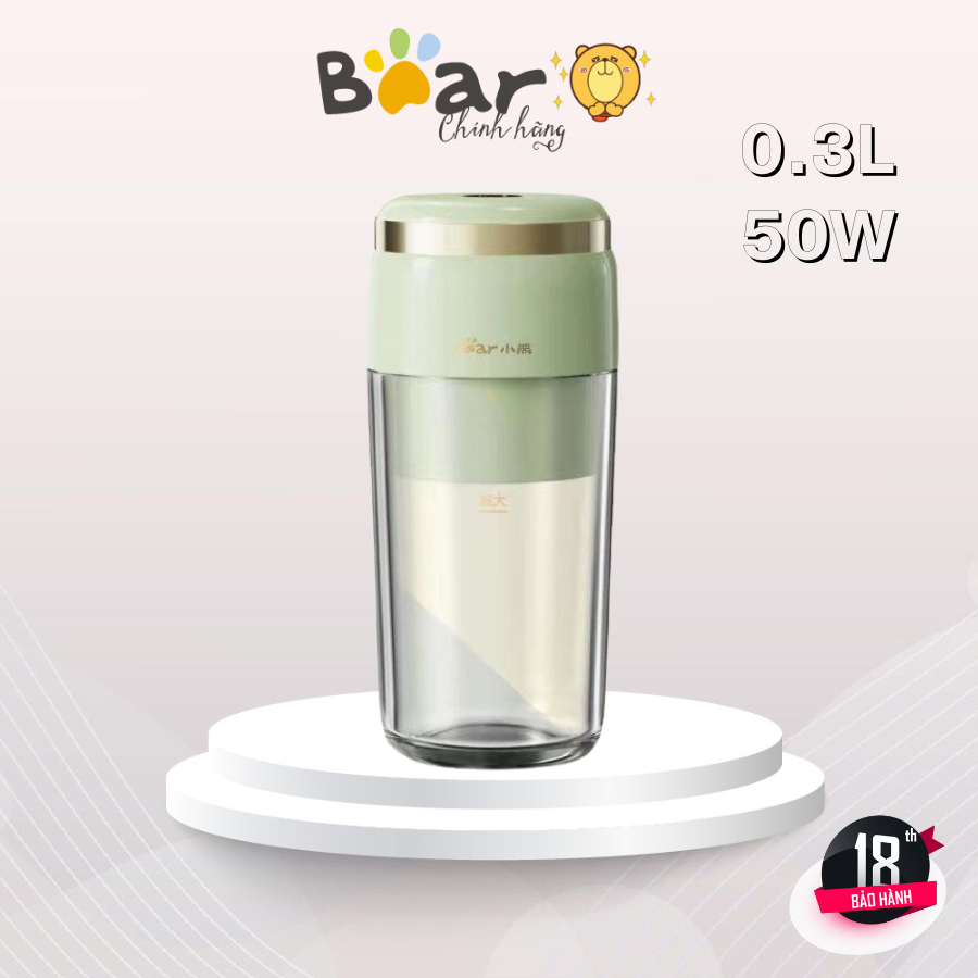 Máy xay sinh tố cầm tay mini 0.3L Bear LLJ-E03F1, 50W, Lưỡi dao Inox 6 cánh xay hoa quả, BH 18 ...