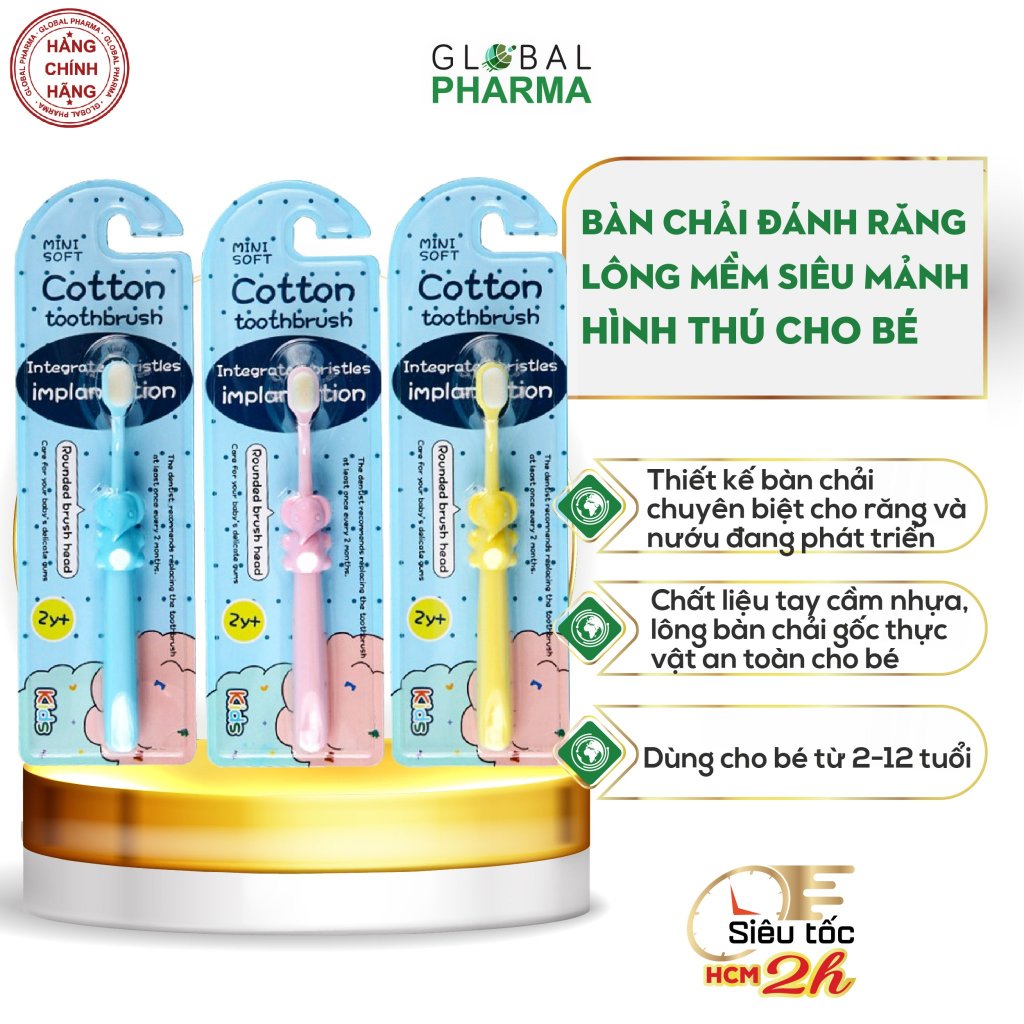 Bàn chải đánh răng Cotton Toothbrush trẻ em lông tơ siêu mềm mịn cho bé ...