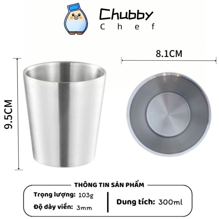 Ly inox 2 lớp 300/350/450ml Chubby Chef chuyên dùng uống đá, đồ uống ...