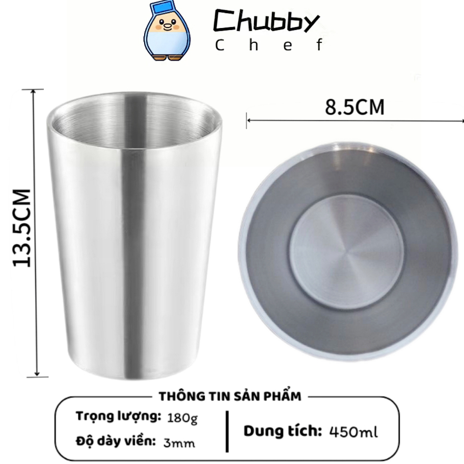 Ly inox 2 lớp 300/350/450ml Chubby Chef chuyên dùng uống đá, đồ uống ...