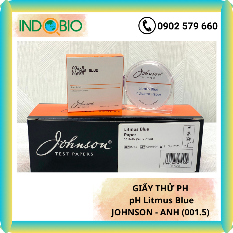 [CHÍNH HÃNG] GIẤY QUỲ TÍM THỬ ĐỘ pH AXIT 001.5 LITMUS BLUE JOHNSON 5 M ...