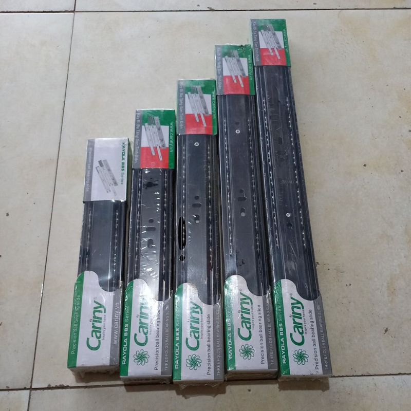 Ray bi 3 tầng CARINY không giảm chấn nắp tủ,ngăn kéo, ray trượt 25cm ...