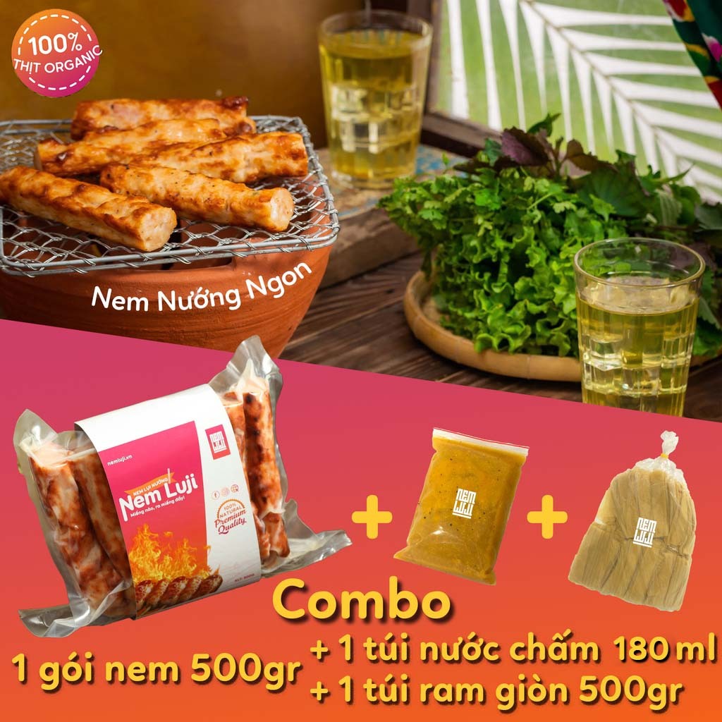 Nem nướng Nha Trang Nem Luji Combo 1 gói nem 500g 1 túi nước chấm 1 gói ...