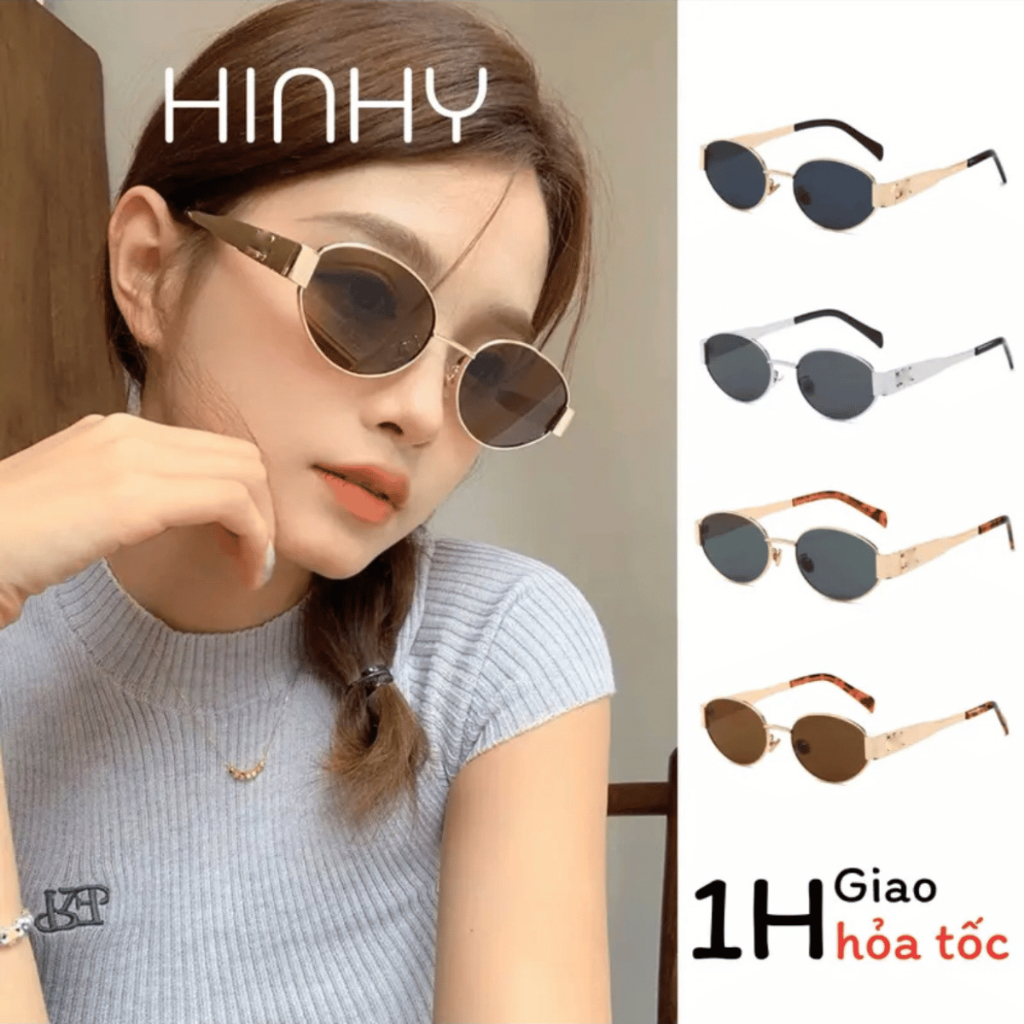 Kính Mát Oval Kim Loại Celi Retro Cao Cấp Loại 1 Chống UV400 Phong Cách ...