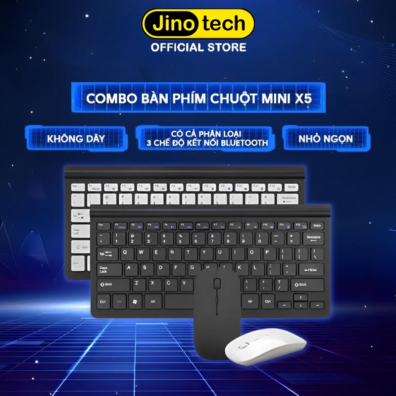 Combo bàn phím chuột không dây mini JINOTECH X5 87 keys nhỏ gọn màu sắc trắng đen cho máy tính ...