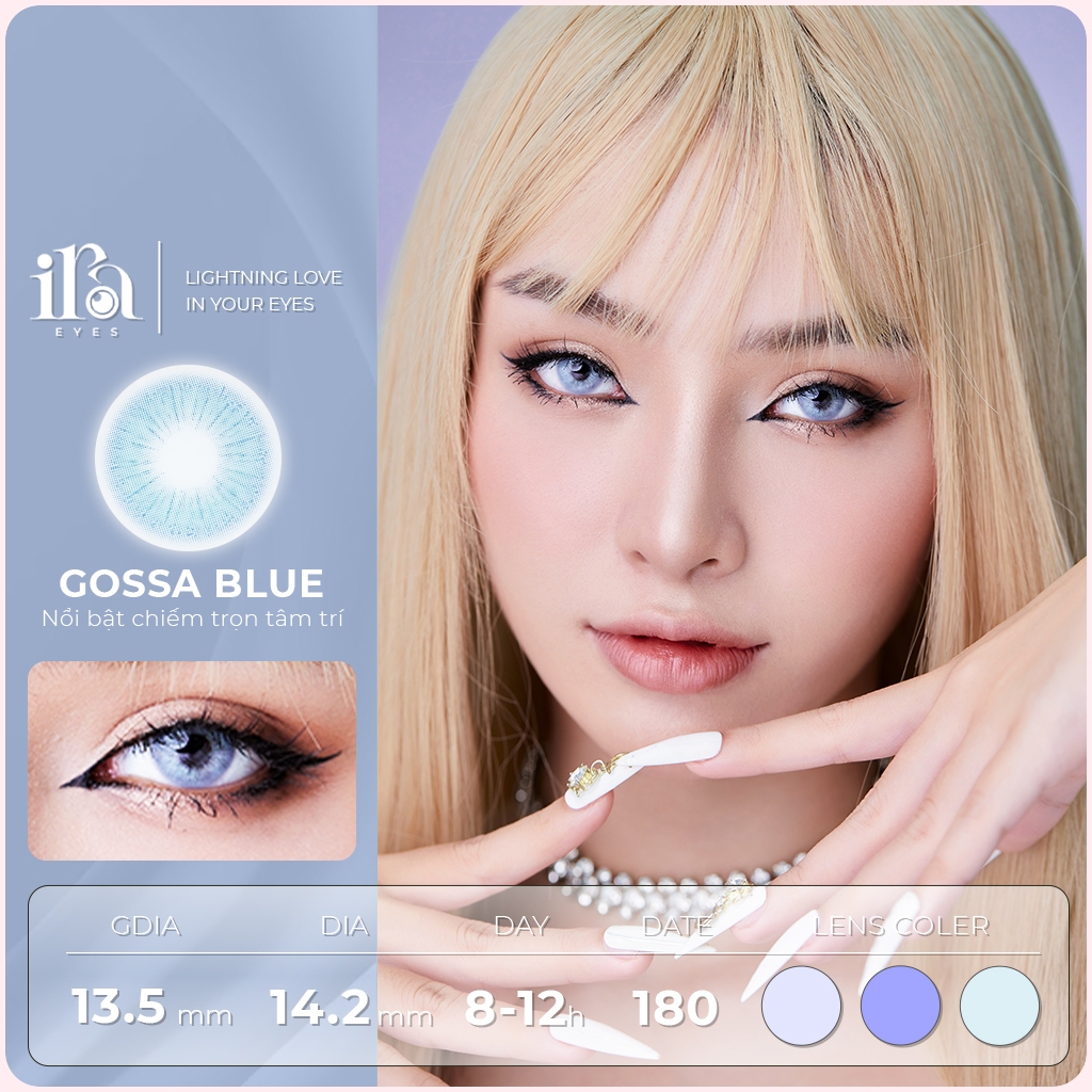 Kính Áp Tròng Cao Cấp IRA Xanh Băng Giá GOSSA BLUE (0-8 độ) [ Vui Lòng ...