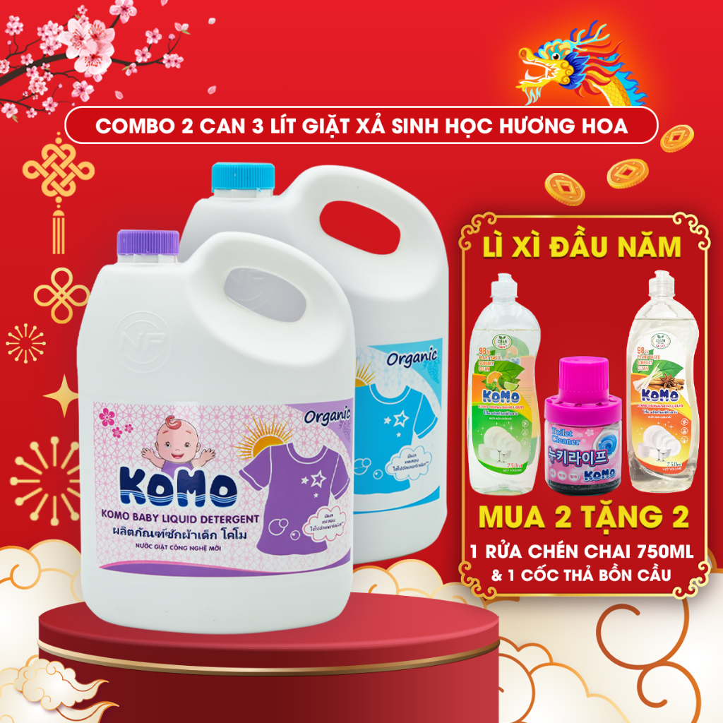Combo Nước Giặt Komo Hương Hoa Biển Tuyết 3kg và Nước Giặt Komo Hương ...