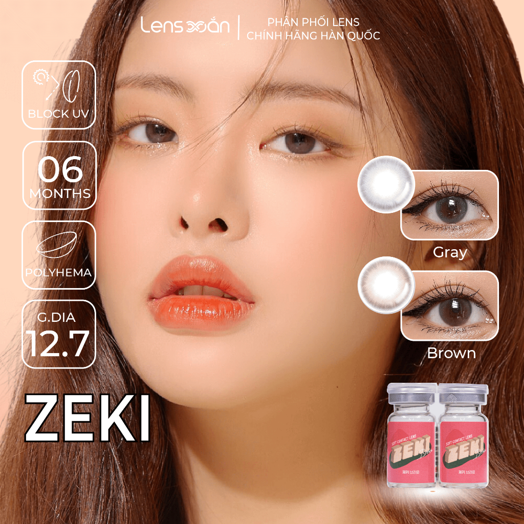 Kính áp tròng cận 6 tháng nam nữ đeo được LENS XOẮN lens tự nhiên trong ...